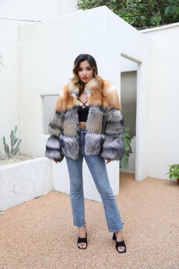 Carmen Charlott Luxury Fox Fur Coat Gold and Silver AW22